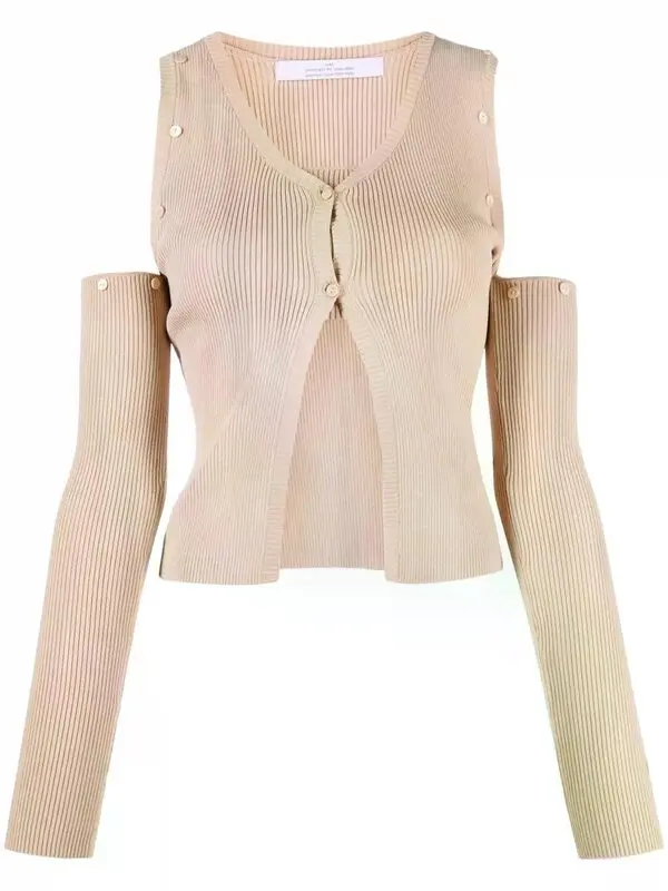 Rokh Cut-out Knitted Cardigan - Neutrals
