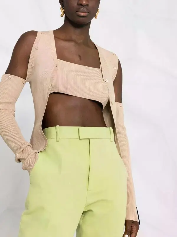Rokh Cut-out Knitted Cardigan - Neutrals