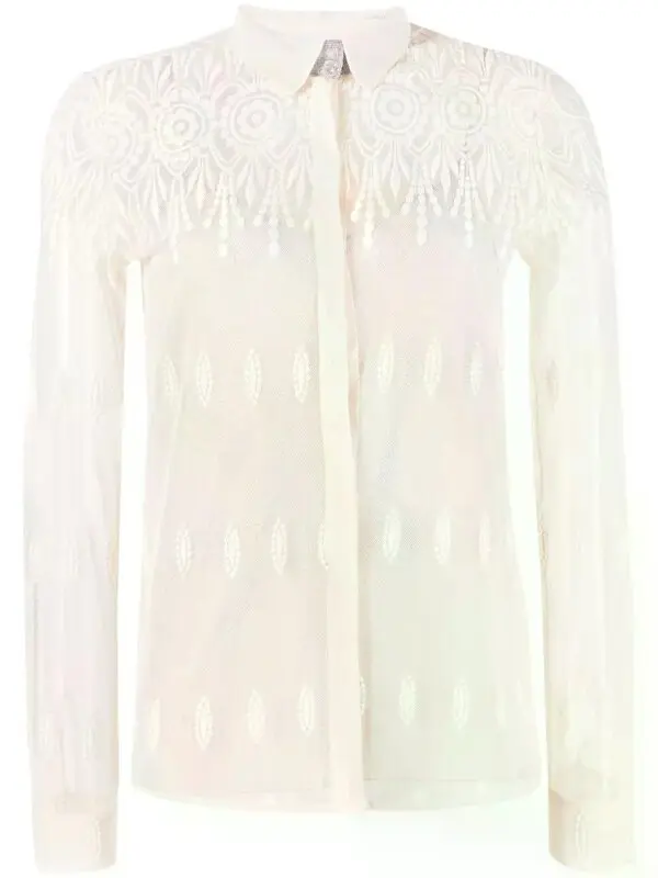 Fabiana Filippi Lace-detail Semi-sheer Shirt - Neutrals