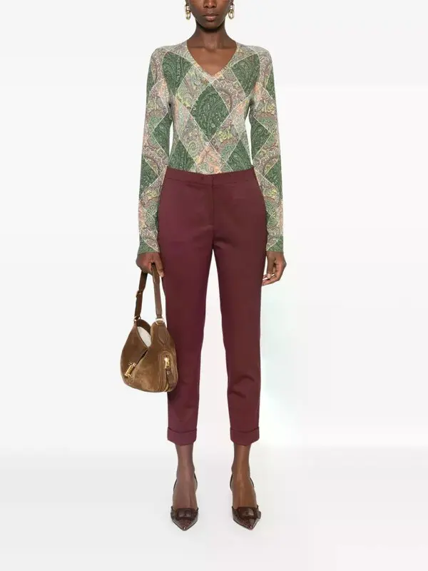 Etro Cropped Wool Trousers - Red