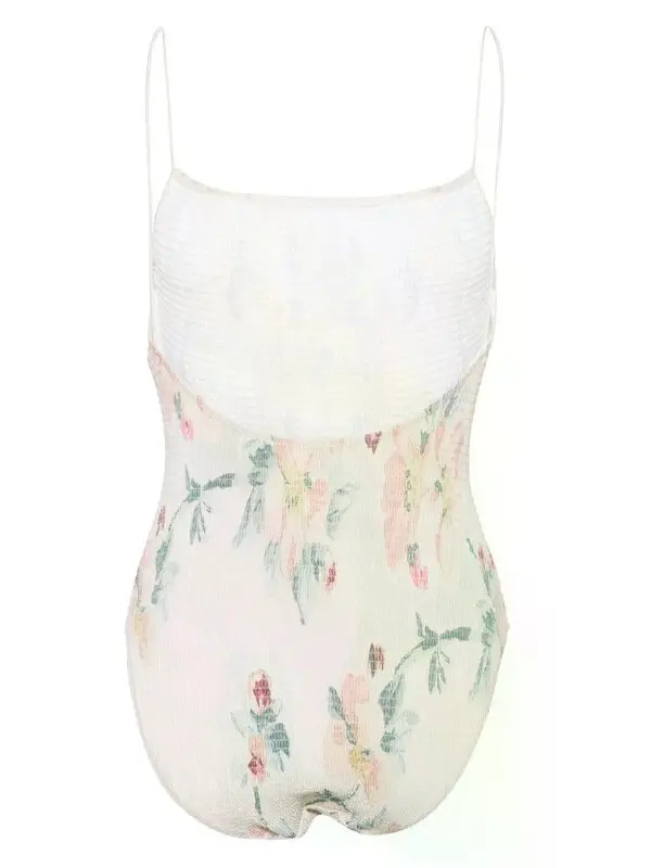 TOTEME Floral-print Smocked Swimsuit