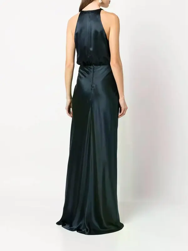 Michelle Mason Draped Halterneck Gown - Blue
