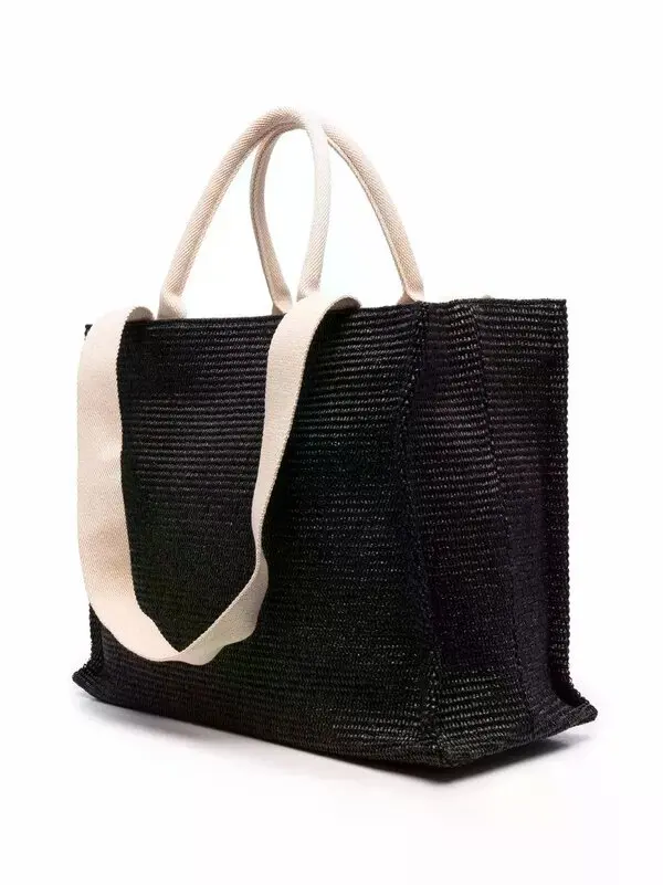 Marni Logo-embroidered Raffia Tote Bag