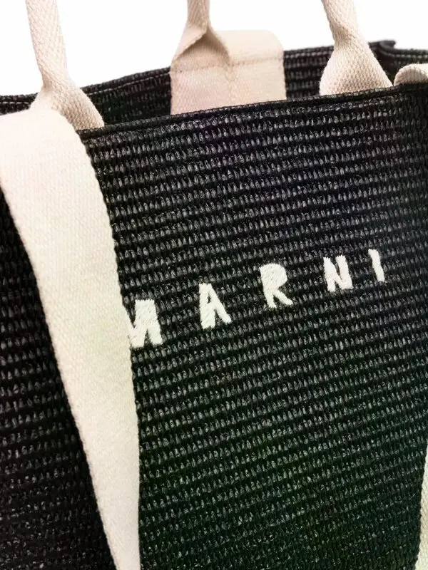 Marni Logo-embroidered Raffia Tote Bag
