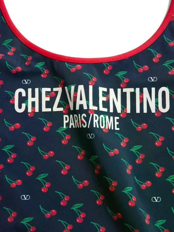 Valentino Garavani Cherry Print Swimsuit - Blue