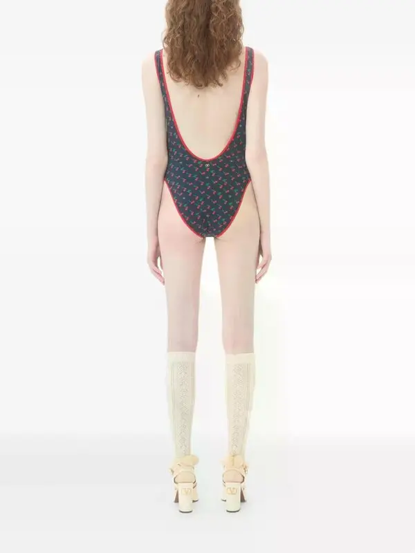 Valentino Garavani Cherry Print Swimsuit - Blue