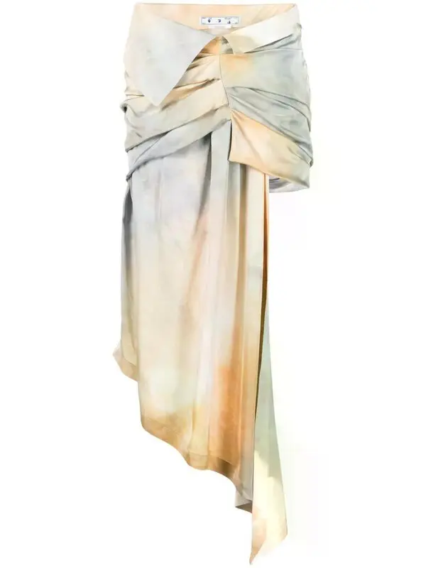 Off-White Tie-dye Asymmetric Skirt - Brown