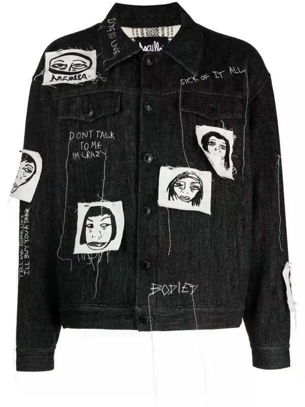 HACULLA. Sick Of It All Embroidered Denim Jacket - Black