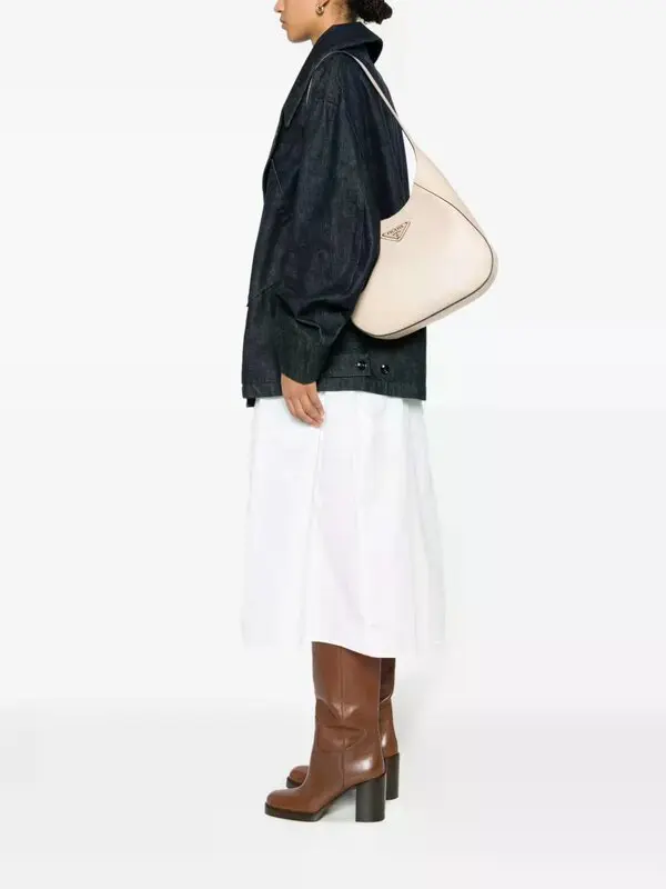 Prada Triangle Logo Shoulder Bag - Neutrals