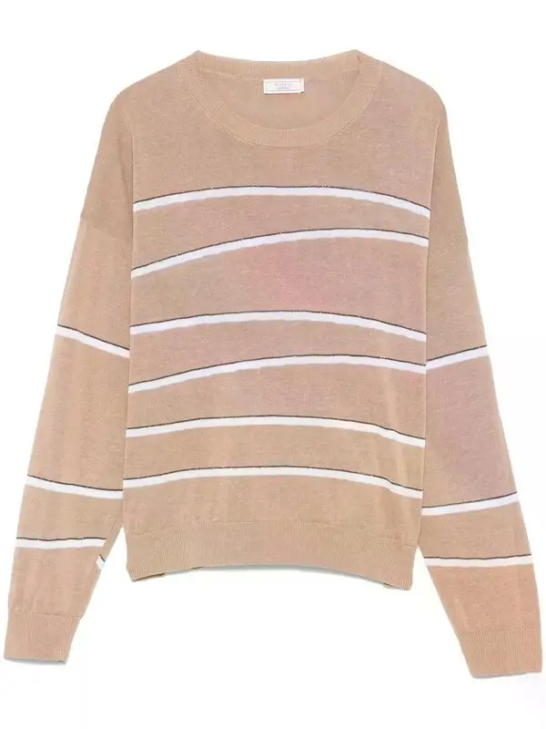 Peserico Striped Crew Neck Jumper - Brown