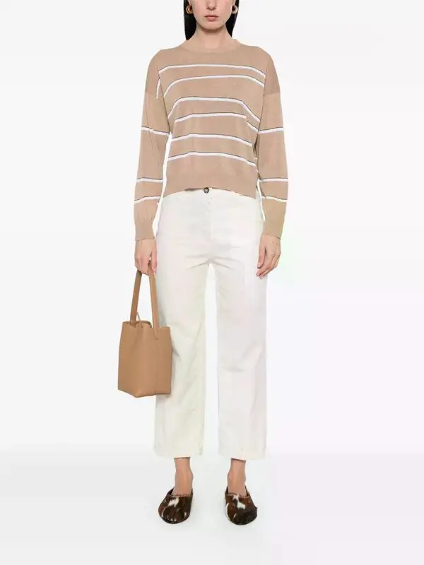 Peserico Striped Crew Neck Jumper - Brown