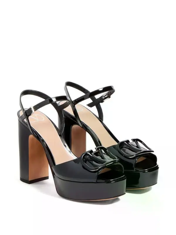 Valentino Garavani V-logo Signature Platform Sandals - Black