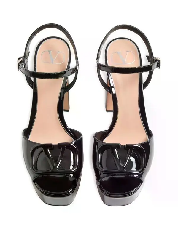 Valentino Garavani V-logo Signature Platform Sandals - Black