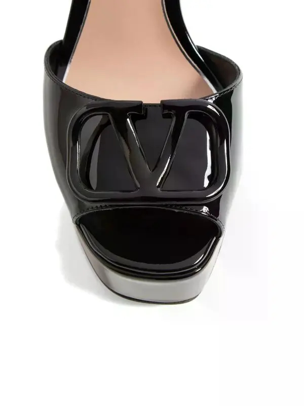 Valentino Garavani V-logo Signature Platform Sandals - Black