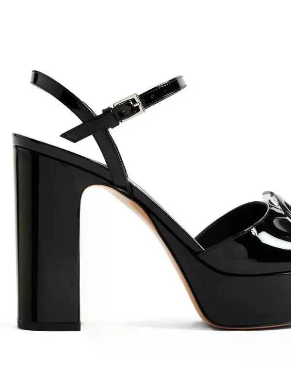 Valentino Garavani V-logo Signature Platform Sandals - Black