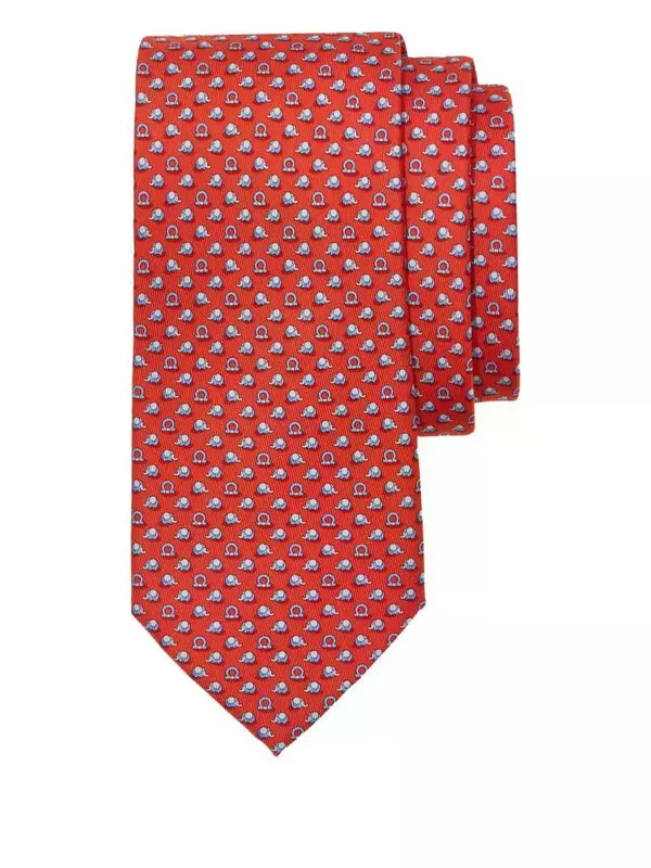 FERRAGAMO Elephant-print Silk Tie