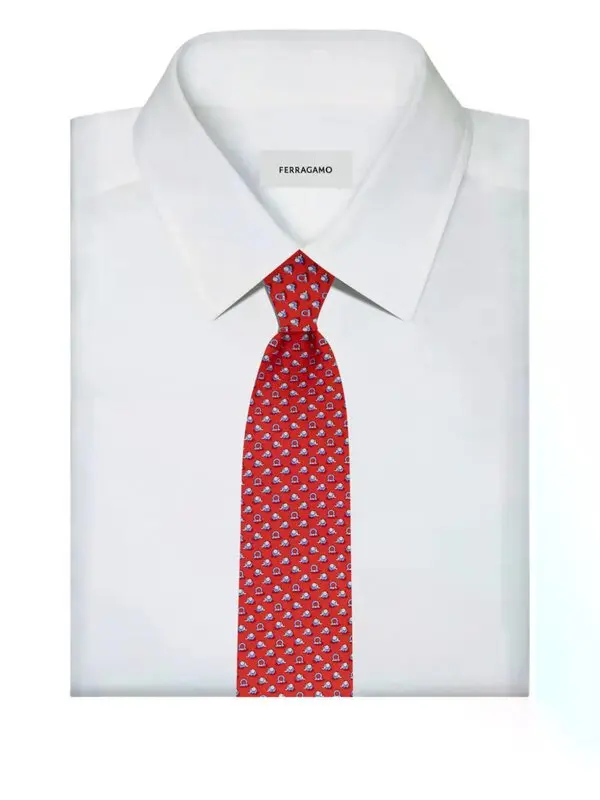 FERRAGAMO Elephant-print Silk Tie