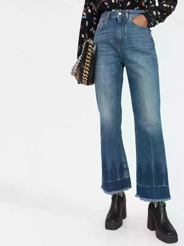 Stella McCartney Frayed-edge Cropped Jeans