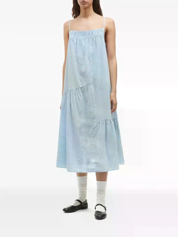 TOUT A COUP Gingham Check Midi Dress - Blue