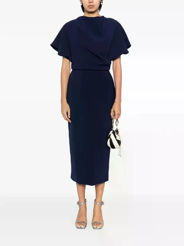 Amsale Draped Detailing Midi Dress - Blue