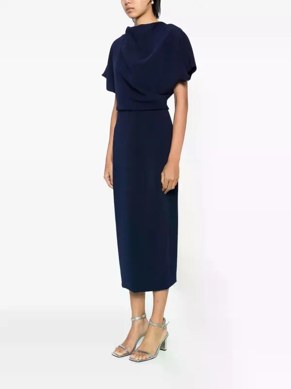 Amsale Draped Detailing Midi Dress - Blue