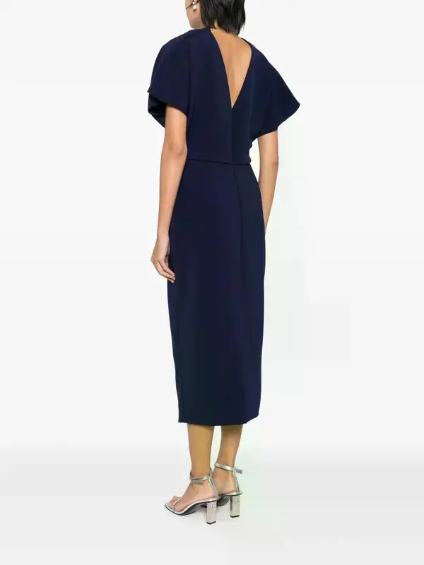 Amsale Draped Detailing Midi Dress - Blue