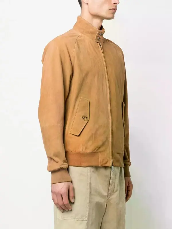 BARACUTA Zip-up Suede Leather Jacket - Neutrals