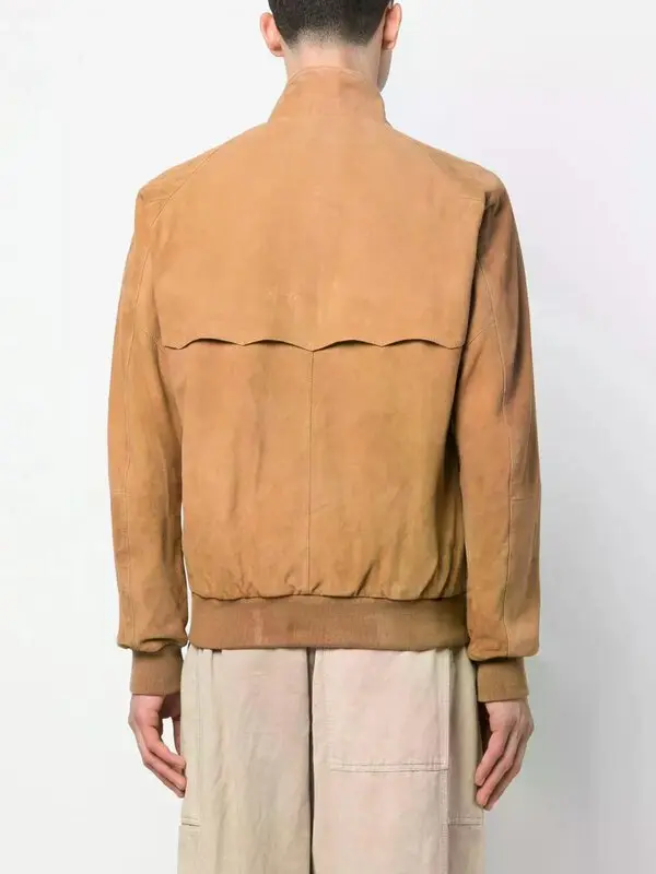 BARACUTA Zip-up Suede Leather Jacket - Neutrals
