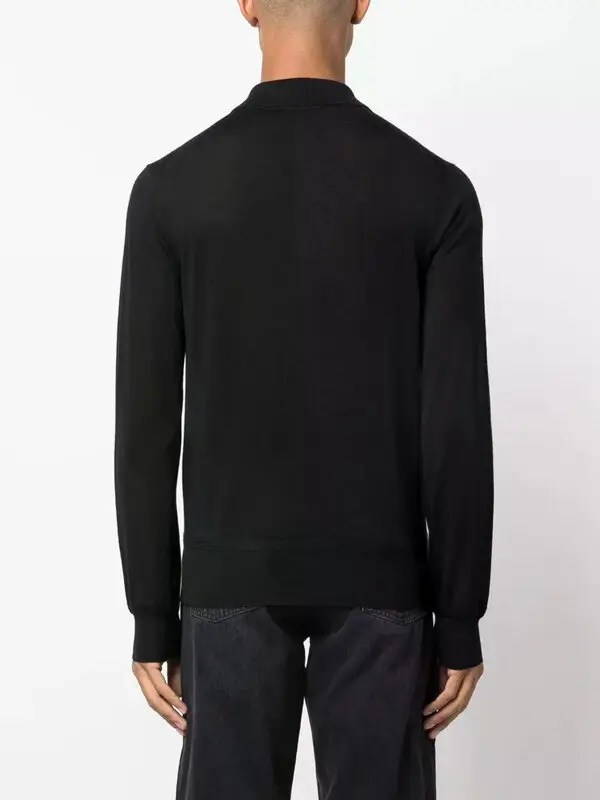 TOM FORD Long-sleeve Knitted Polo Shirt - Black