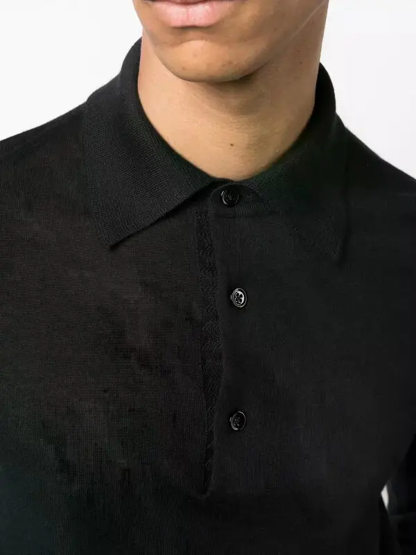 TOM FORD Long-sleeve Knitted Polo Shirt - Black