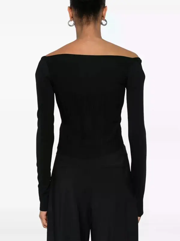 MUGLER Long-sleeved Boning Detail Top - Black