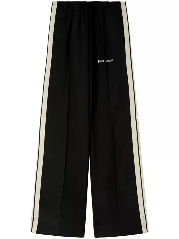 Palm Angels Wide Leg Track Pants With Side Stripe Detail - Black