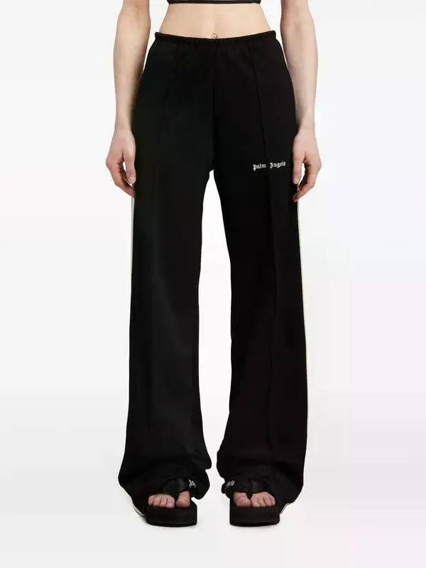 Palm Angels Wide Leg Track Pants With Side Stripe Detail - Black