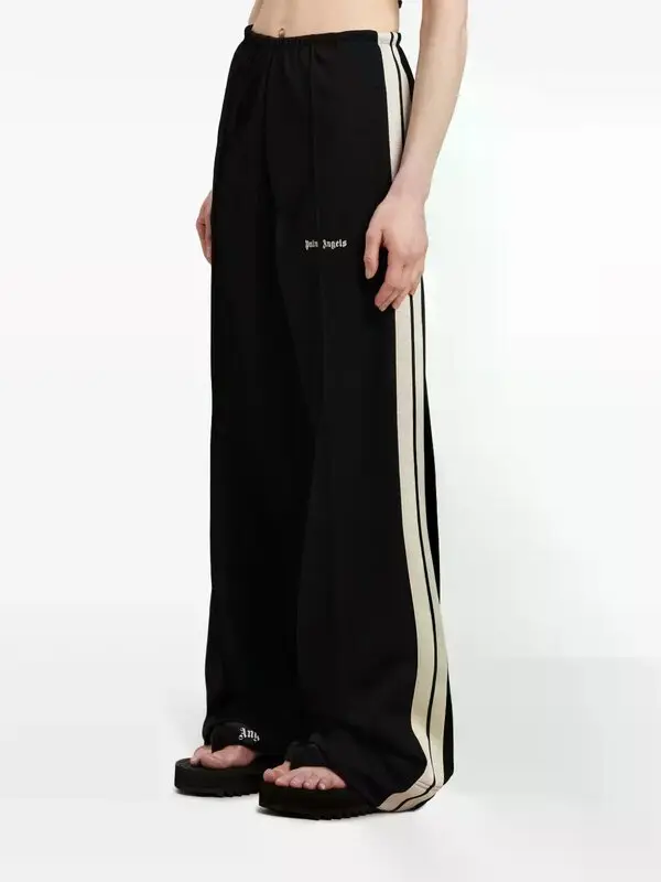 Palm Angels Wide Leg Track Pants With Side Stripe Detail - Black