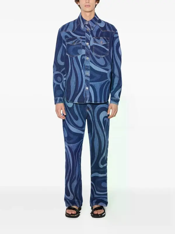Emilio Pucci Marmo-print Denim Shirt