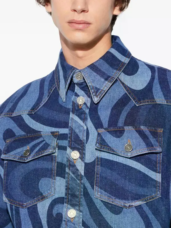 Emilio Pucci Marmo-print Denim Shirt