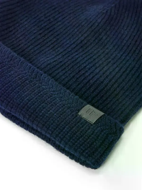 TOM FORD Logo-patch Ribbed-knit Beanie - Blue