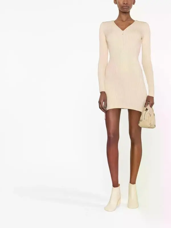 COURREGES Ribbed-knit Zip-up Dress