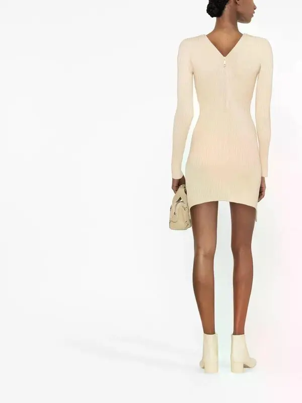 COURREGES Ribbed-knit Zip-up Dress
