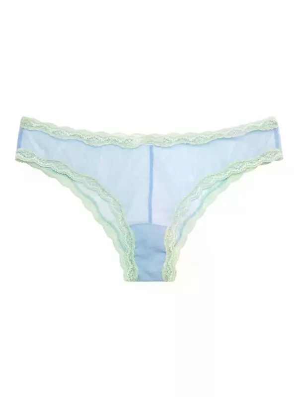 FLEUR DU MAL Lace-trimmed Briefs - Blue