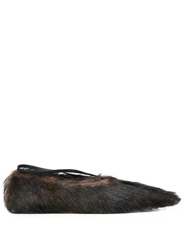 Plan C Goat Fur Ballet Flats