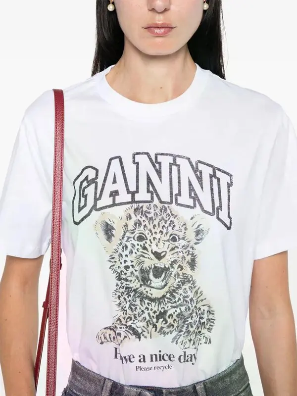 GANNI Leopard Jersey T-shirt