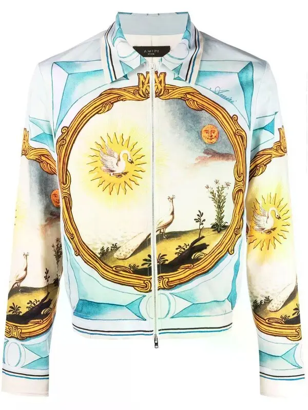 Amiri Landscape Frame Varsity Jacket - Blue