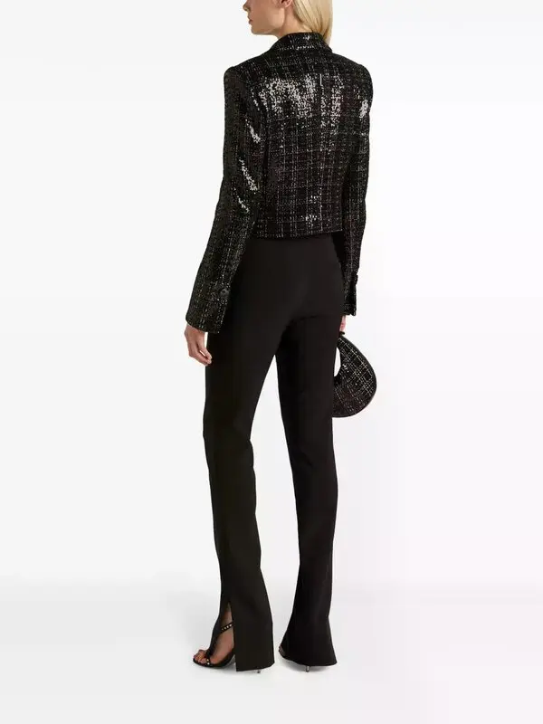 GENNY Sequin-embellished Tweed Cropped Jacket