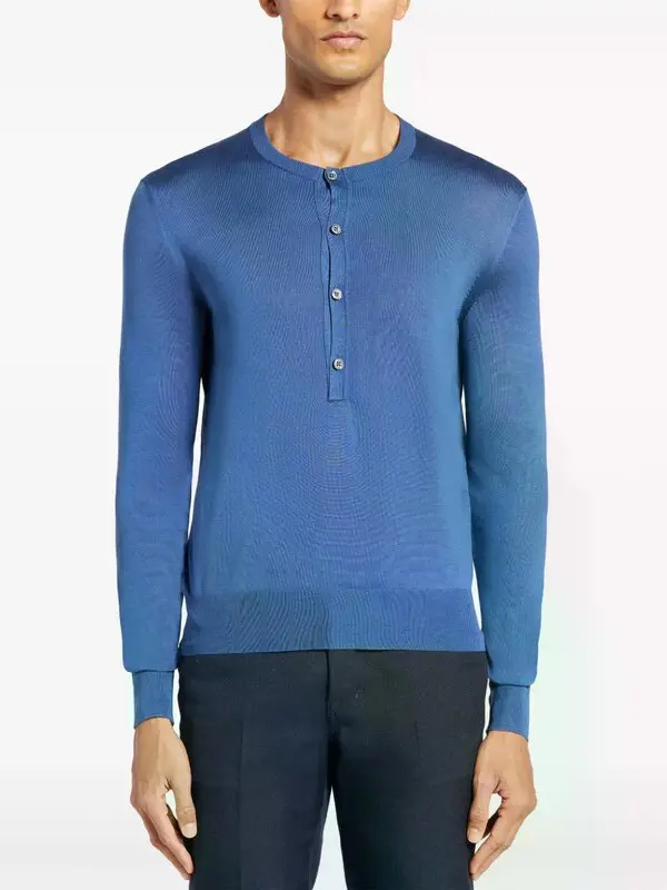 TOM FORD Knitted Silk Henley Top
