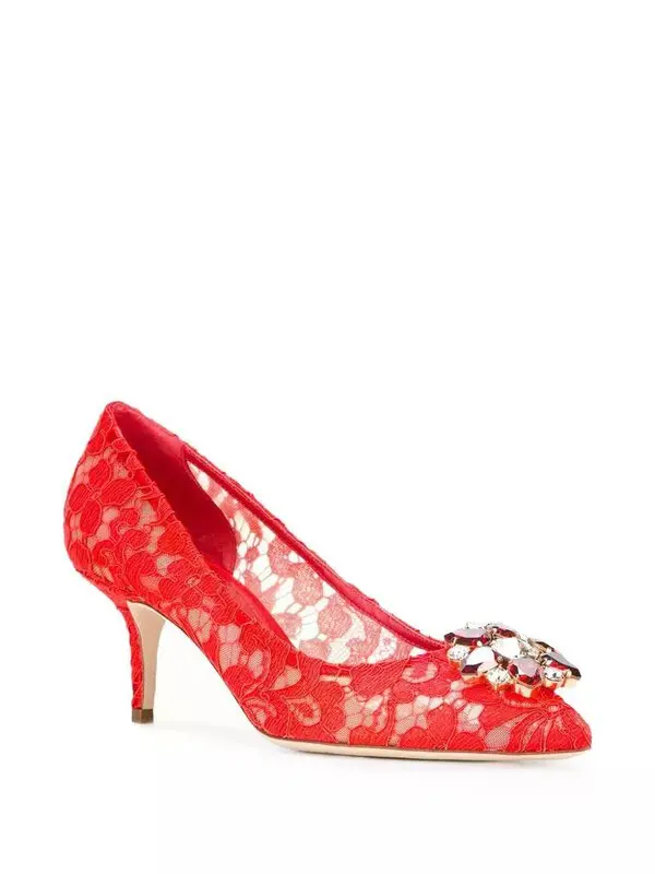 Dolce & Gabbana Bellucci Rainbow Lace Brooch-detail Pumps - Red