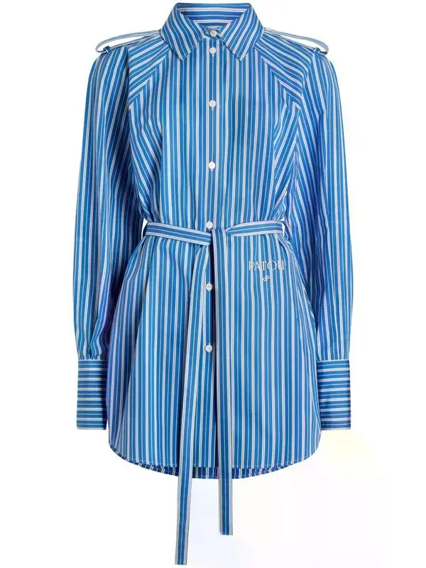 PATOU Striped Mini Shirt Dress - Blue