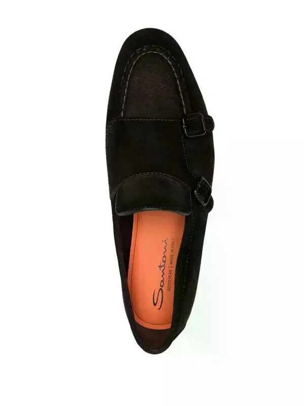 Santoni Double-buckle Suede Loafers - Brown