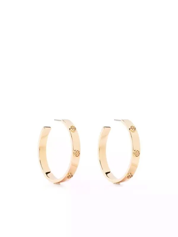 Tory Burch Embossed-logo Hoop Earrings