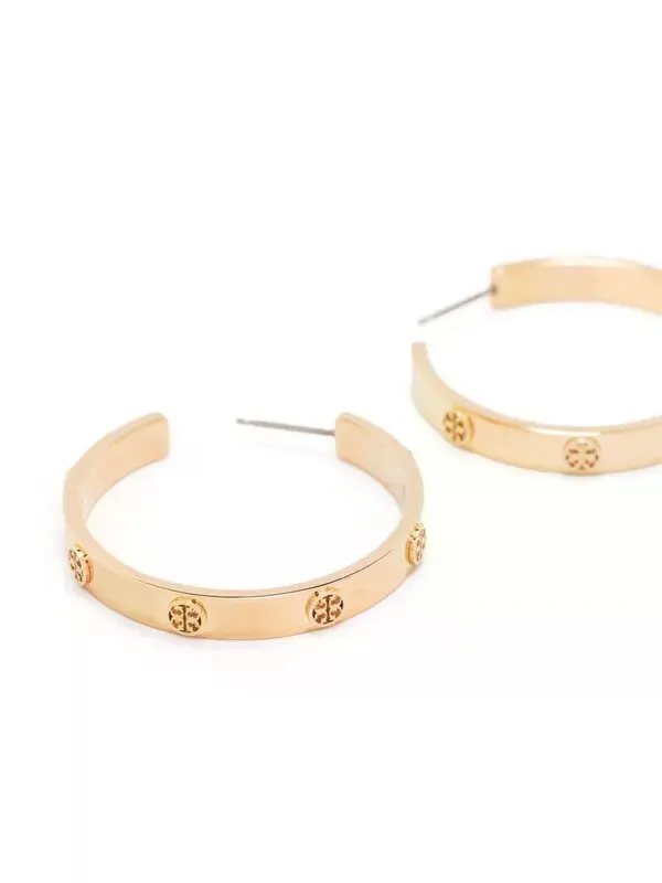 Tory Burch Embossed-logo Hoop Earrings